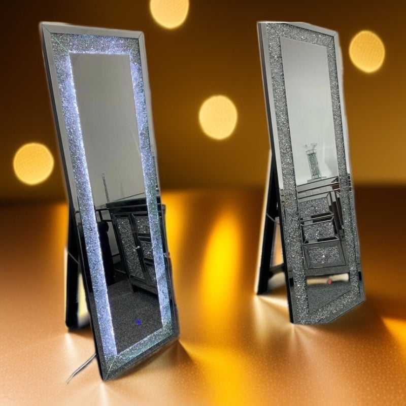 LED Crushed Diamond Stand Up Mirror – Elegance Home Furniture & Wholesalers