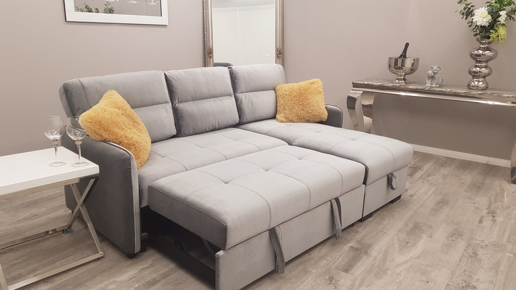 Lucy Sofa Grey Velvet – Elegance Home Furniture & Wholesalers
